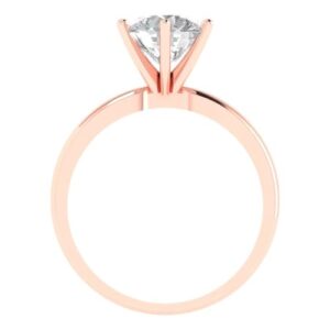 Clara Pucci 2 ct Round Cut Genuine Lab Grown Diamond VS1-VS2 G-H 14K Rose Gold Solitaire Bridal Wedding Engagement Designer Ring size 6.5