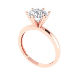 Clara Pucci 2 ct Round Cut Genuine Lab Grown Diamond VS1-VS2 G-H 14K Rose Gold Solitaire Bridal Wedding Engagement Designer Ring size 6.5