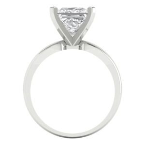 Clara Pucci 2.5 ct Princess Cut Genuine Lab Grown Diamond SI1-SI2 14K White Gold Solitaire Bridal Wedding Engagement Ring size 10