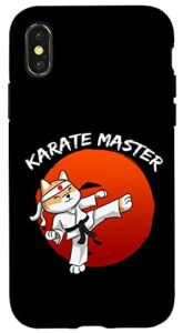 iphone x/xs funny shiba inu uni dog red holey karate master japan love case