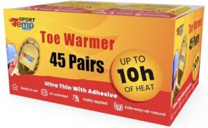 toe warmers (45 pairs) - up to 10 hours of heat, easily apply with adhesive - ultra thin, easy, all natural - air activated, odorless hot toe warmers - sport temp (45)