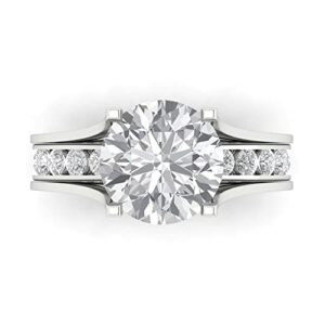 clara pucci 3.02 ct round cut genuine lab grown diamond vs1-vs2 18k white gold engagement wedding bridal set ring band set size 11