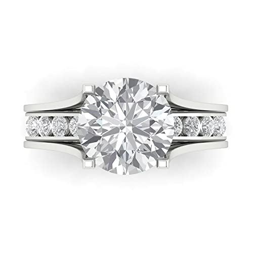 Clara Pucci 3.02 ct Round Cut Genuine Lab Grown Diamond VS1-VS2 18K White Gold Engagement Wedding Bridal Set Ring band Set size 11