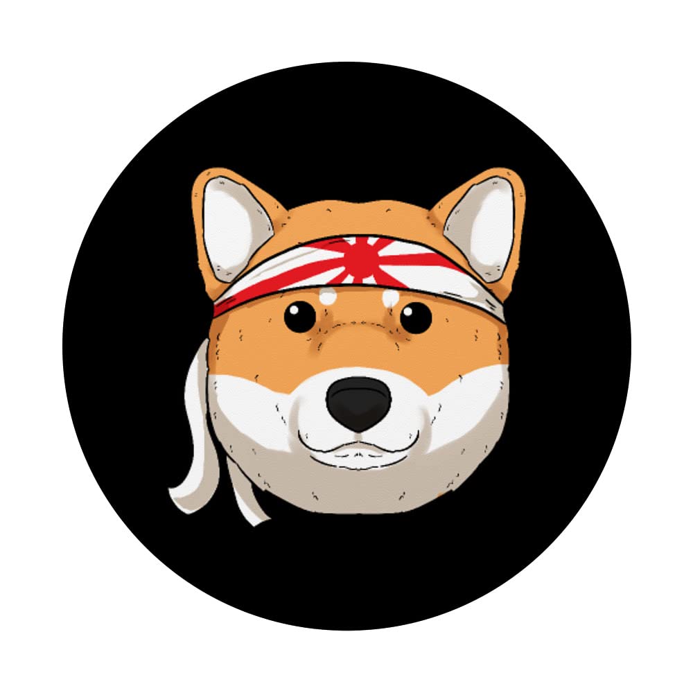 Funny Shiba Inu Uni Dog Red Traditional Bandana Old Flag PopSockets Swappable PopGrip