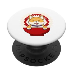 funny shiba inu uni dog red bowl love cute smile popsockets swappable popgrip