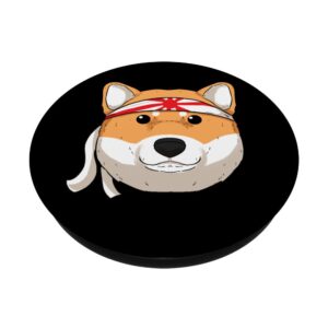 Funny Shiba Inu Uni Dog Red Traditional Bandana Old Flag PopSockets Swappable PopGrip