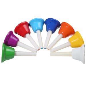 8 Note Hand bells, Colorful Handbells Musical Instrument for Kids Adults School Church Wedding