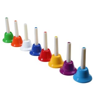 8 Note Hand bells, Colorful Handbells Musical Instrument for Kids Adults School Church Wedding