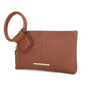 mkf collection simone clutch-wristlet handbag for women by mia k - cognac - vegan leather