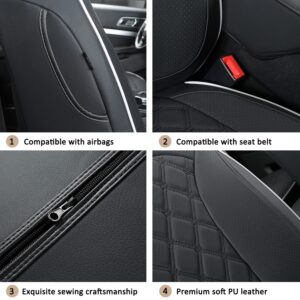 GIANT PANDA Pu Leather 7 Seats Car Seat Covers Full Set Custom Fit Ford Explorer 2016 2017 2018 2019 XLT,Limited,Platinum,Sport,Base,3 Row Model with Second Row 40/60 Split Seats- (Black)