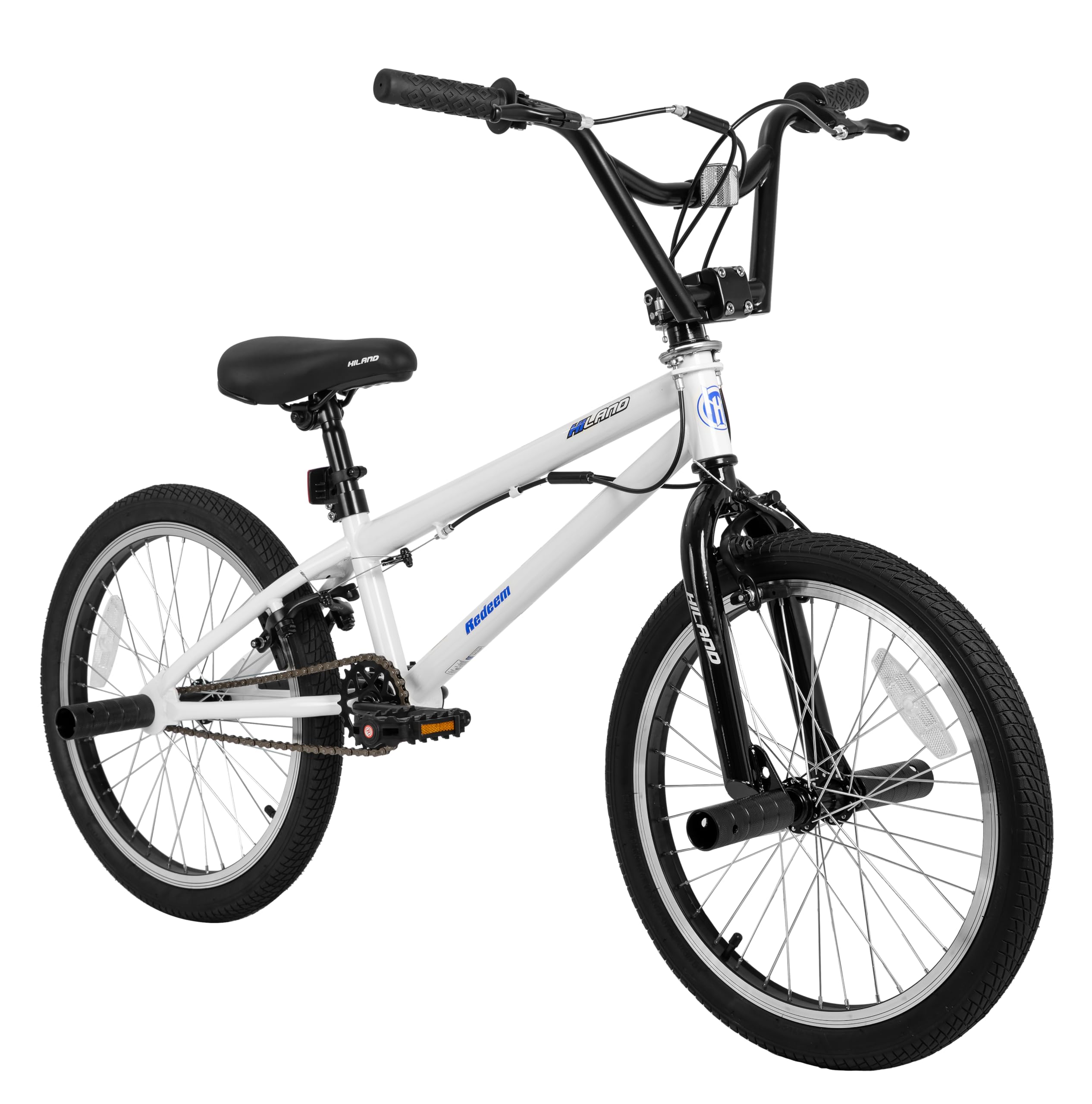 HH HILAND 20 inch Freestyle Kids BMX Bike, Beginner-Level to Advanced Riders with 360 Degree Gyro & 4 Pegs, Kids' Bicycles for Boys, Girls, White