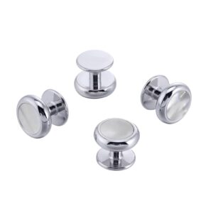 jonwo 4pcs men's tuxedo studs mother of pearl stainless steel men shirt studs button set wedding party business (silver 4pcs studs)