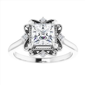 jewels store vintage 2.60 ct princess cut white diamond victorian art deco antique engagement ring, filigree ring, in 925 sterling silver white gold or rose gold or yellow gold finish (silver, 9)