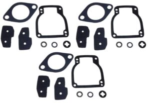 engineered marine products carburetor gasket kit for mercury 50 55 60 70 75 80 90 hp 3 cylinder with wme stamped carburetors (3 pack), replaces 1395-811223-1 18-7211