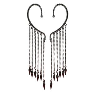 black ear cuff earrings for women non piercing,ear wrap earrings long tassel ear cuffs chain droping earrings jewelry(c:bullet b)