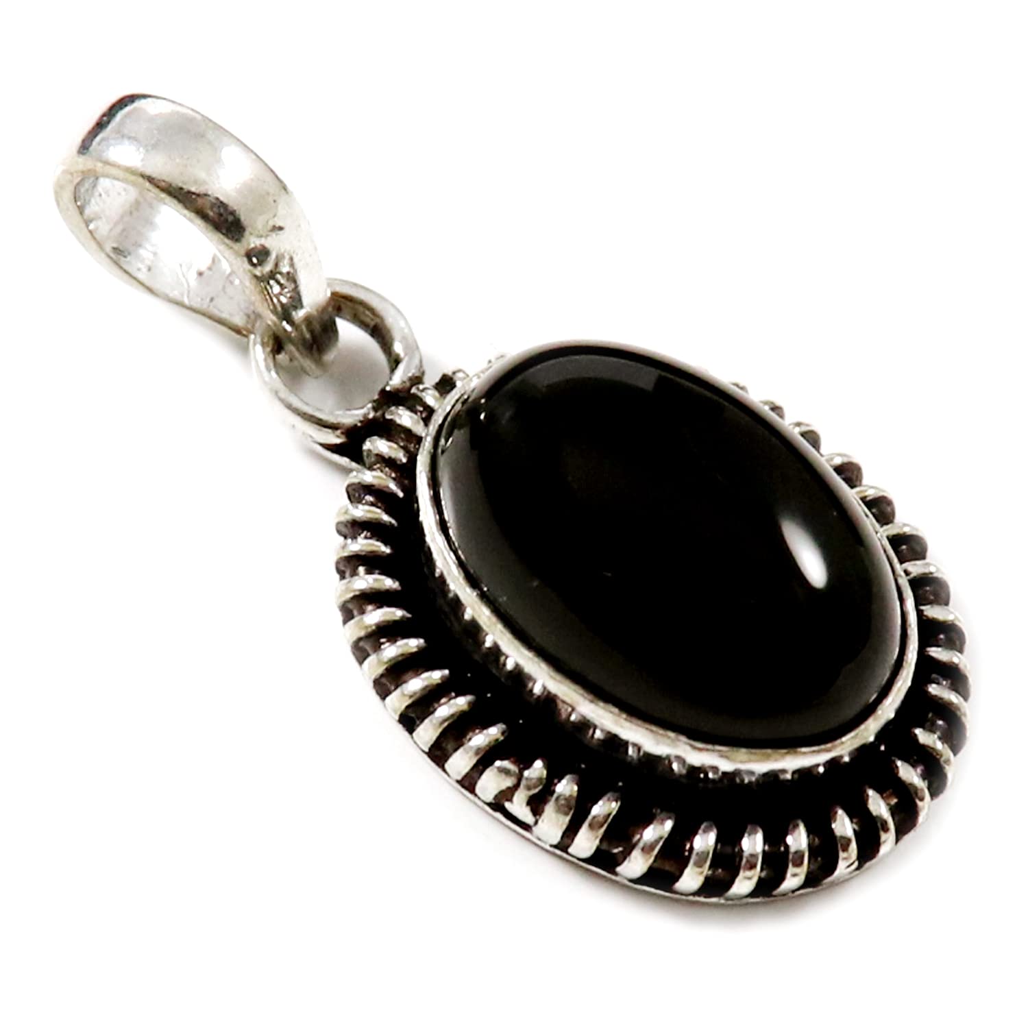 Black Onyx Natural Gemstone 925 Sterling Silver Pendant Jewelry GTPE02E