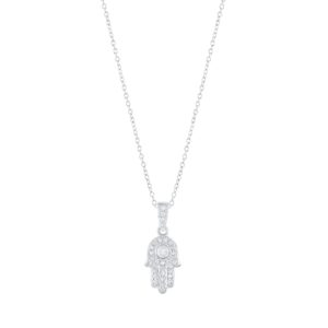 dazzlingrock collection lab grown round white diamond hamsa hand of fatima charm pendant for her (0.17 ctw, color h-i, clarity si2) | 14k white gold