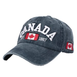 Foetest Adjustable Cap Cotton Hat Baseball Cap Canada Cap Hat Flag Cap Casual Headwear Embroidery Navy