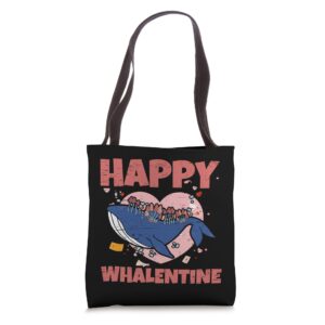 whale happy whalentine valentine's day love heart fish see tote bag