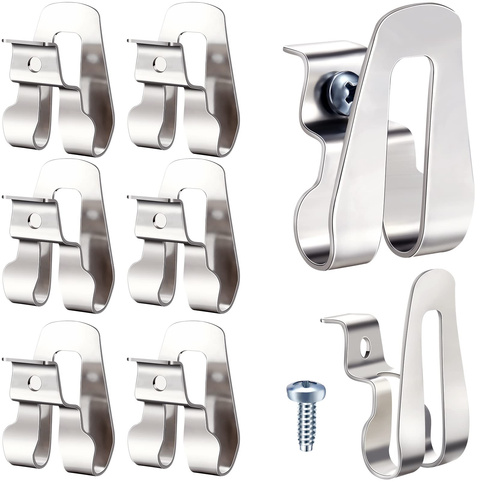 Replacement Belt Clip Hooks Stainless Steel Driver Belt Clip Drill Clip Hook Tool with Screws Power Tool Parts (8 Pieces)