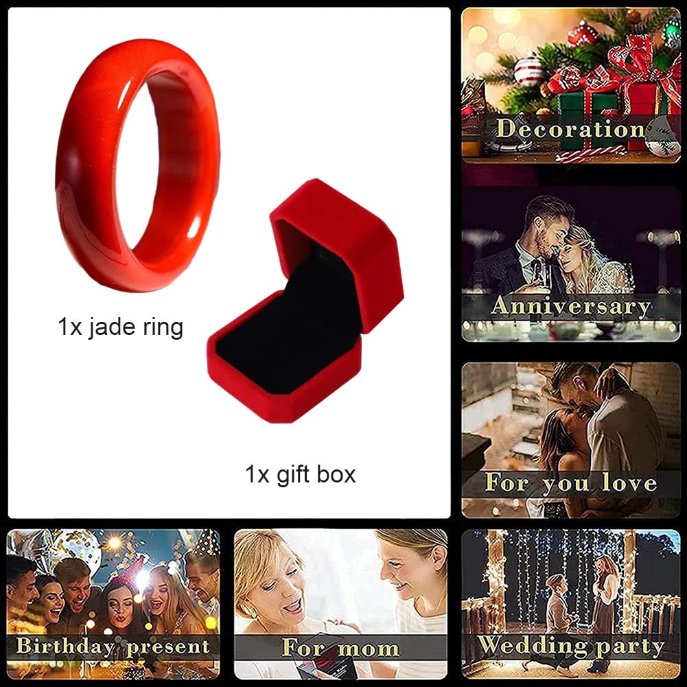 BXSMNH Natural Red Agate Jade Ring Gift for Women Men Genuine Chinese Style Statement Jewelry (Size : 6)