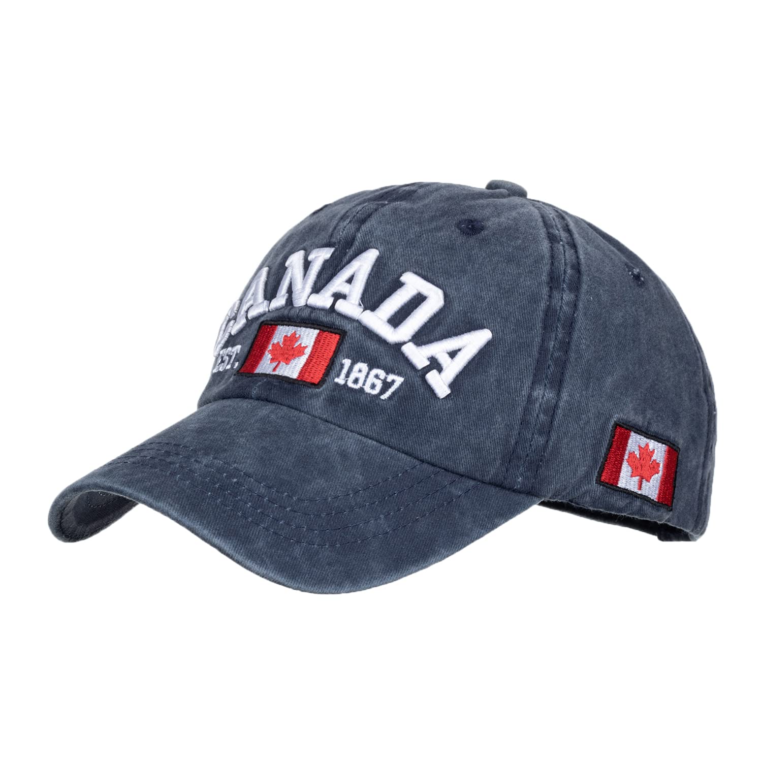 Foetest Adjustable Cap Cotton Hat Baseball Cap Canada Cap Hat Flag Cap Casual Headwear Embroidery Navy