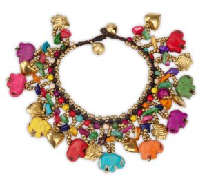 spunkysoul boho elephant new adventures howlite beaded bracelet multi piece set for women (multi-colored)