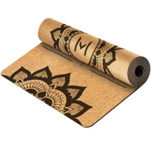 motivated mindset eco-friendly cork yoga mat | premium design, natural sustainable cork | non-slip exercise mat great for yoga, pilates, & home workouts | extra large size (72 in x 24 in x 6 mm thick)