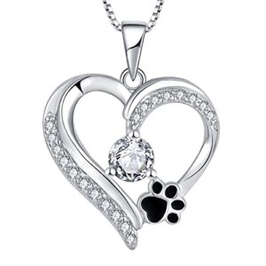 starchenie puppy dog necklace 925 sterling silver love heart pendant cat pet paw print jewelry for women