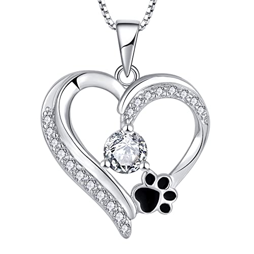 STARCHENIE Puppy Dog Necklace 925 Sterling Silver Love Heart Pendant Cat Pet Paw Print Jewelry for Women