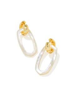 kendra scott danielle link earring in 14k gold-plated brass, fashion jewelry for women, ivory mother of pearl