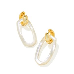 Kendra Scott Danielle Link Earring in 14k Gold-Plated Brass, Fashion Jewelry for Women, Ivory Mother Of Pearl