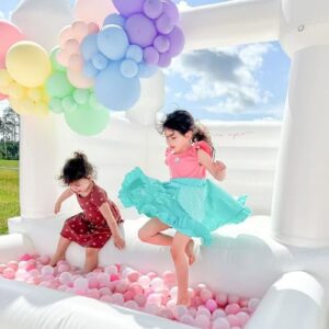 White Bounce House with Ball Pool 10x8x8FT Commercial Grade ASTM Certified 100% PVC White Bouncy Castle for Memorable Birthday Parties & Event (White, 10x8x8FT)