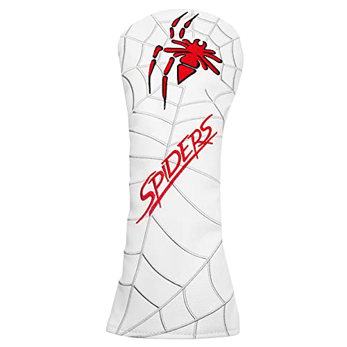 PU Leather Spider Embroidery Golf Club Head Covers for Taylormad Driver Fairway Woods Hybird (White Driver Cover)