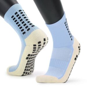 anti-slip sport socks for men women anti blister athletic socks non-slip rubber grip for football, rugby, basketball, running, hiking trekking, yoga pilates (light blue)