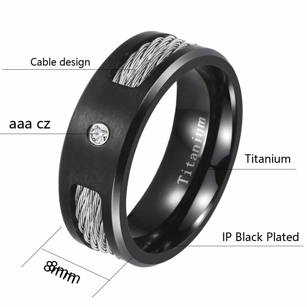 ringheart Couple Rings Matching Ring 1ct Black CZ Women Wedding Ring Sets for Him and Her His Her Wedding Ring