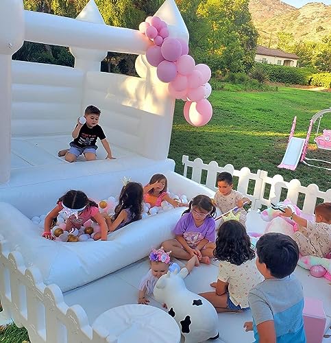 White Bounce House with Ball Pool 10x8x8FT Commercial Grade ASTM Certified 100% PVC White Bouncy Castle for Memorable Birthday Parties & Event (White, 10x8x8FT)