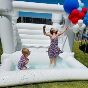 White Bounce House with Ball Pool 10x8x8FT Commercial Grade ASTM Certified 100% PVC White Bouncy Castle for Memorable Birthday Parties & Event (White, 10x8x8FT)