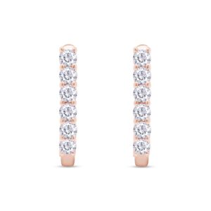 savearth diamonds 3/4 ct. t.w round cut lab created moissanite diamond huggie hoop earrings in 14k rose gold over sterling silver jewelry for women (vvs1 clarity, 0.75 cttw)