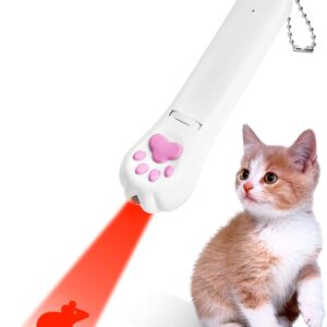 Cat Toys Interactive Cats Toys for Indoor Dog Toys Multi-Pattern Projection Mini Flashlight Purple Pet USB Rechargeable White Light LED (5 Green Projection, White Light)