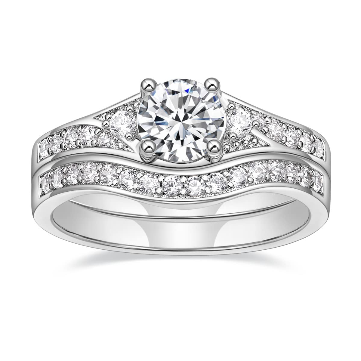 Mameloly 0.8ct Wedding Rings for Women Round Bridal Ring Sets Cubic Zirconia Engagement Promise Rings for Her Size 6.5