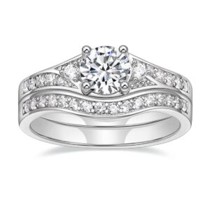 mameloly 0.8ct wedding rings for women round bridal ring sets cubic zirconia engagement promise rings for her size 7