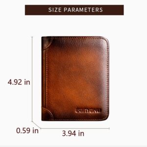 SENYIDUCAN BanYaNu RFID Trifold Wallet for Men - Mens Genuine Leather Wallets - 11 Credit Card Holders - Mens Tri Fold Wallet with 2 Money Cash Slots - Gift For Man