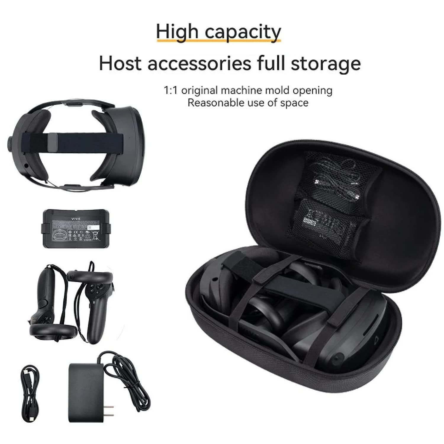 PALUMMA Hard Travel Case For HTC Vive Focus 3 VR Glasses Protective Storage Carrying Case for Gaming Touch Controllers, Mobile Power Cable and Adapte