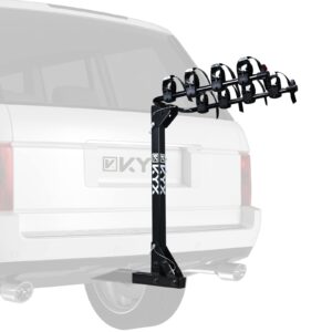 4 bikes car rack, bicycle hitch mount racks for suv truck vans with 2 in. hitch receiver, foldable steel frame, tilt-away mode, easy assembly, 143lbs ultra load bearing, safe locking