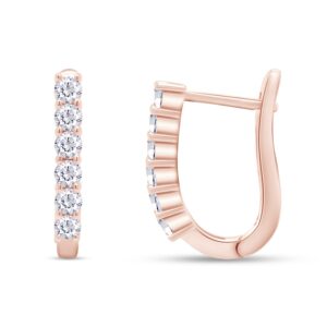 SAVEARTH DIAMONDS 3/4 ct. t.w Round Cut Lab Created Moissanite Diamond Huggie Hoop Earrings In 14k Rose Gold Over Sterling Silver Jewelry For Women (VVS1 Clarity, 0.75 Cttw)