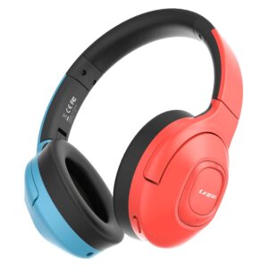 letton l15 wireless gaming mobile headset with noise cancelling mic, 2.4ghz wireless+bluetooth+wired stereo headphones for pc, ps5, ps4, nintendo switch, 40 hr playtime, 7.1 surround sound(blue red)