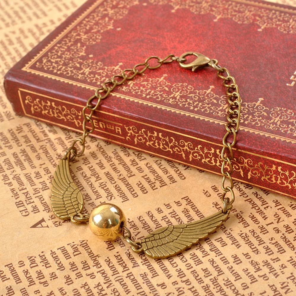 MINGFU Retro gold snitch bracelet is a lovely friendship bracelet for Harry Potter fans Vintage bronze 2.18INx2.18IN