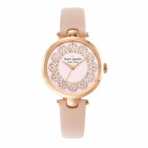 kate spade new york holland three-hand pink leather watch (model: ksw1740)