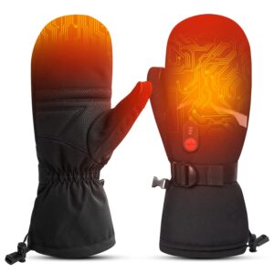 snow deer heated gloves mittens -upgraded 7.4v electric rechargeable battery powered heated ski gloves men women for ski skating motorcycling hunting fishing camping hiking